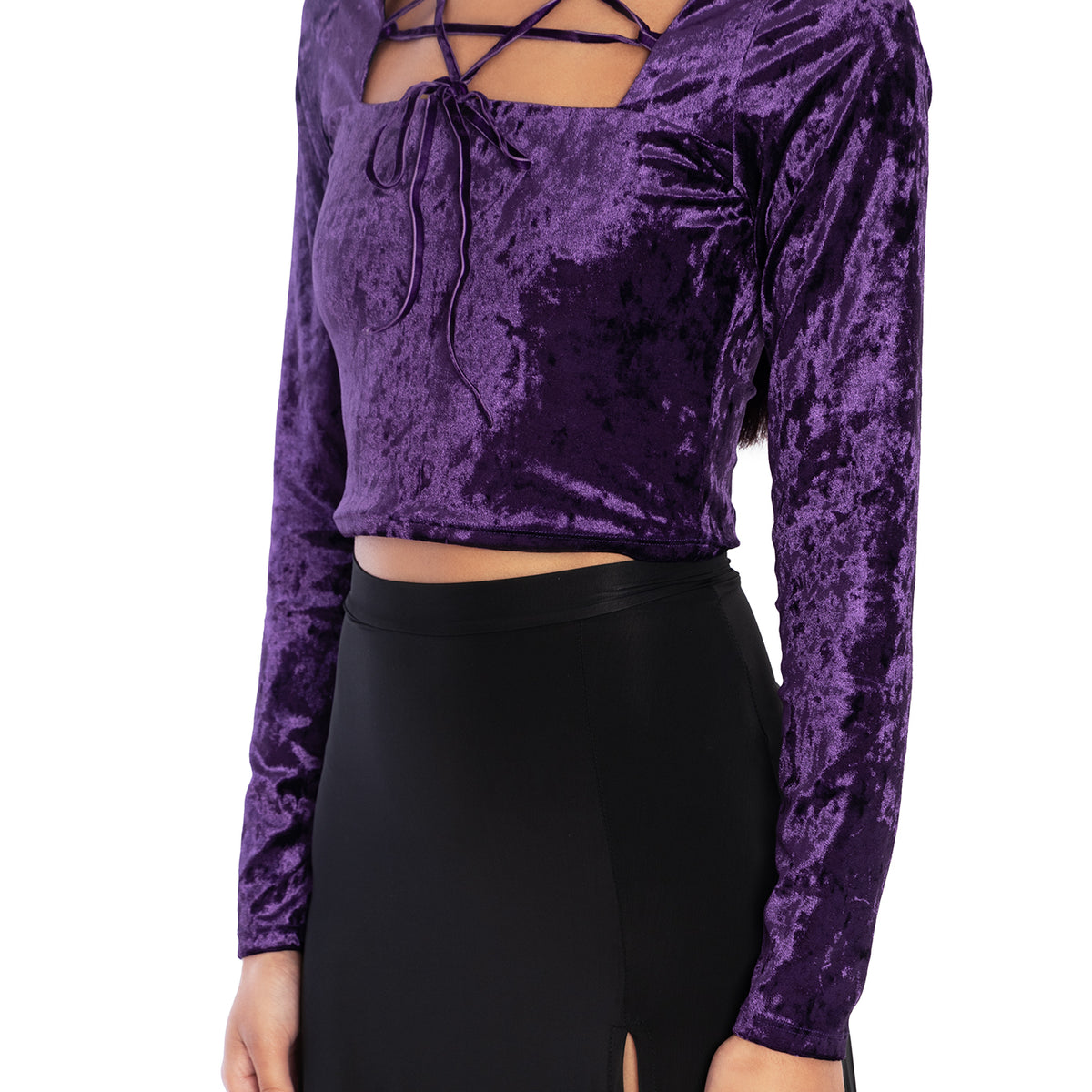 Wiccan Crushed Velvet Long Sleeve Pentagram Top - Limited – BlackMilk ...