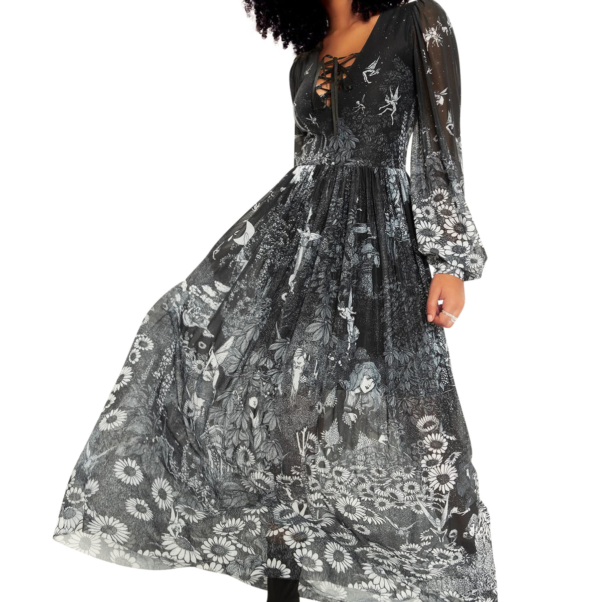 William Heath Robinson's Fairytales Sheer Bishop Maxi Dress – BlackMilk ...