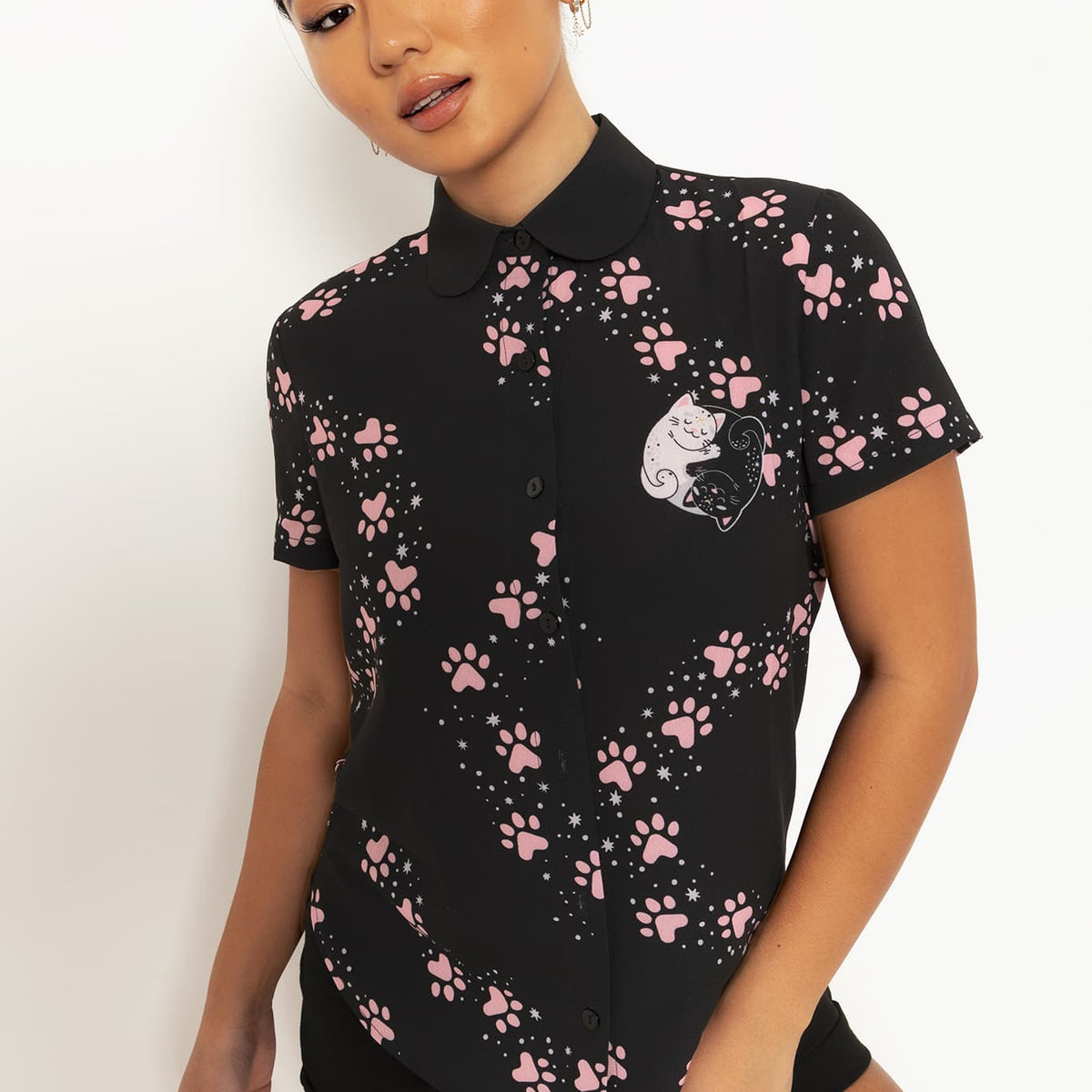 Yin Cat Yang Cat Cute As A Button Shirt - Limited – BlackMilk Clothing