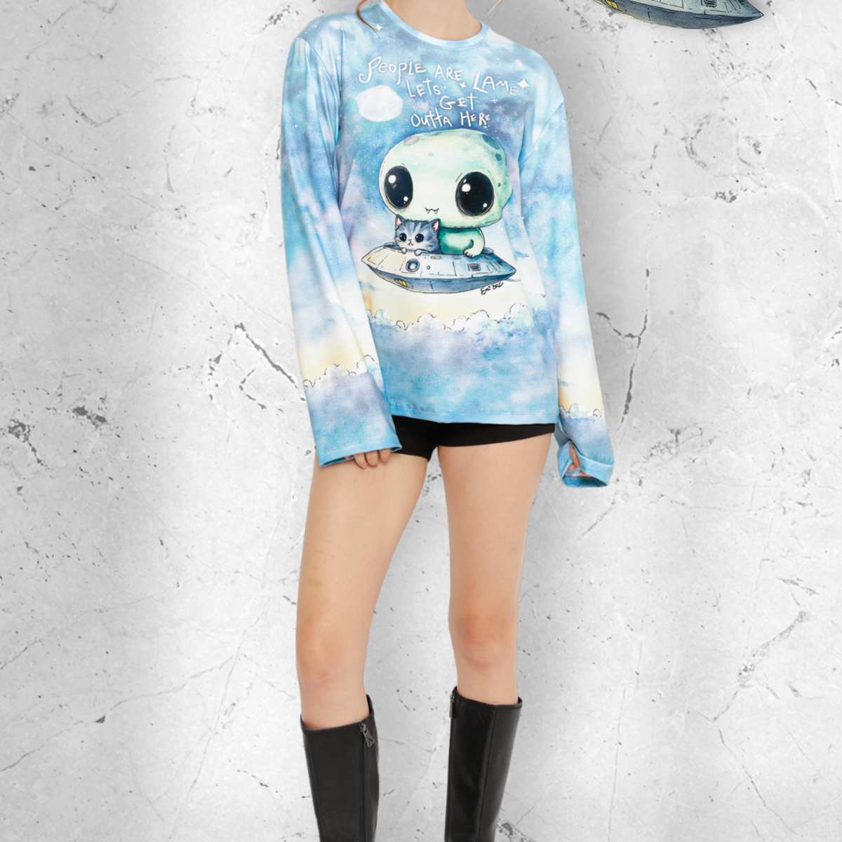 Lets Get Outta Here Oversized Long Sleeve Boyfriend Tee - Limited ...