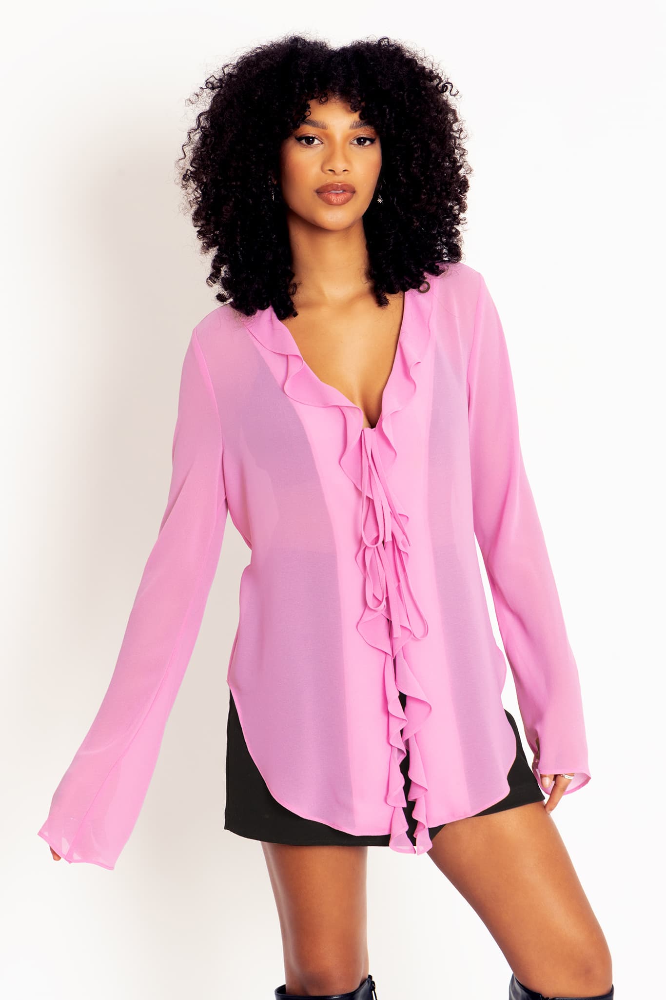 Sakura Sheer Ruffle Top - Limited – BlackMilk Clothing