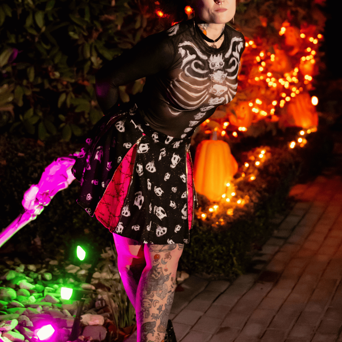 Skulls Sheer High Neck Long Sleeve Top – BlackMilk Clothing